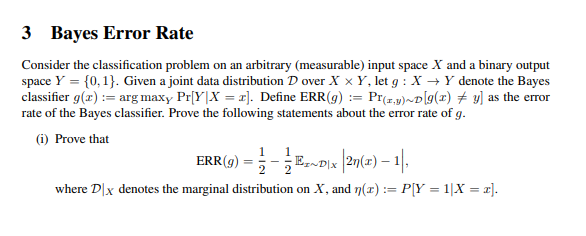 Solved 3 Bayes Error Rate Consider the classification | Chegg.com