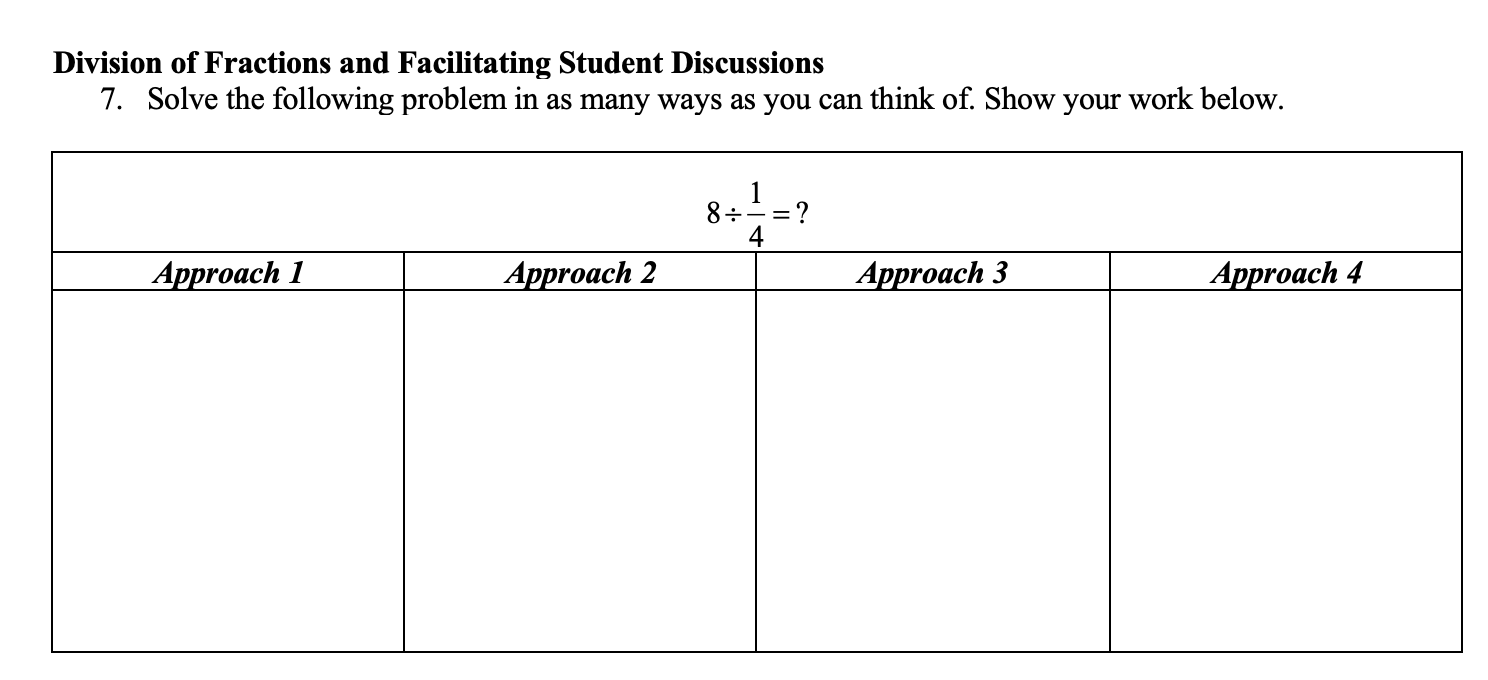 Solved Division of Fractions and Facilitating Student | Chegg.com