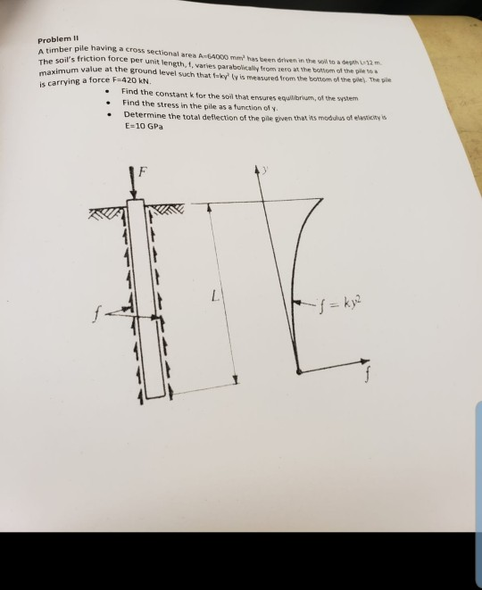 Solved Problem II A timber pile having a cross sectional | Chegg.com