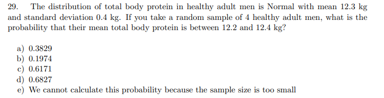 Solved 29. The distribution of total body protein in healthy | Chegg.com