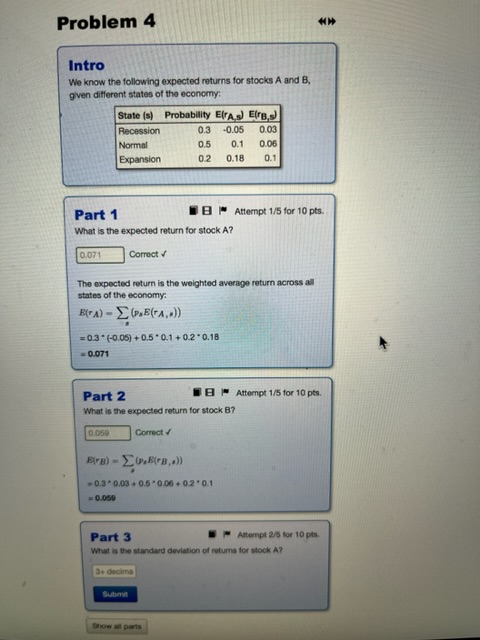 Solved Intro We know the following expected returns for | Chegg.com