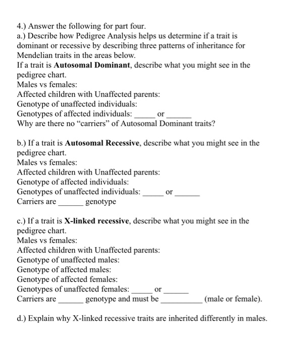 Dominant And Recessive Genes Chart
