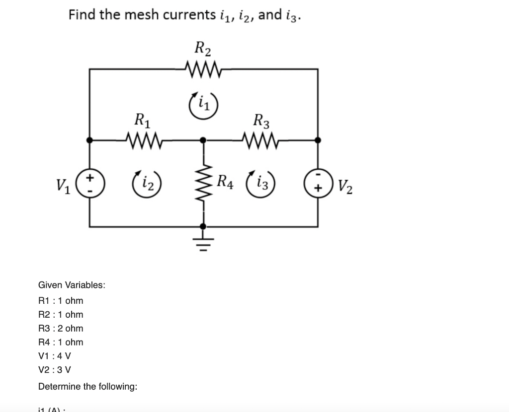 Solved Find the mesh currents i1,i2, and i3. Given | Chegg.com