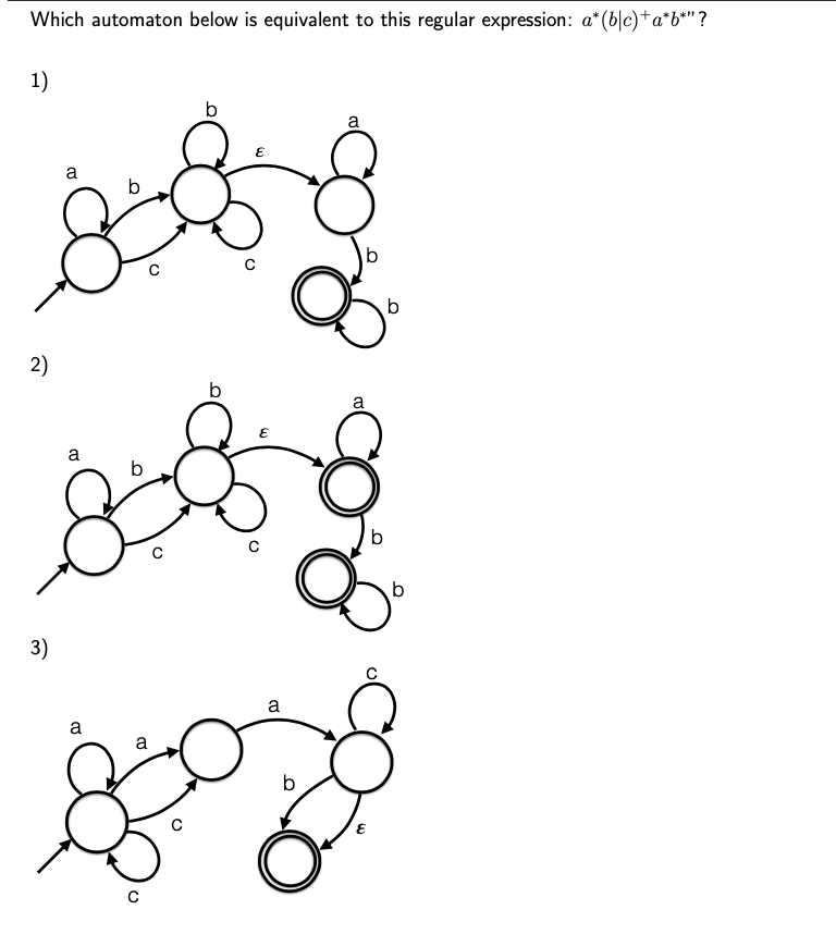 Solved Which automaton below is equivalent to this regular | Chegg.com