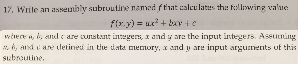 17 Write An Assembly Subroutine Named F That