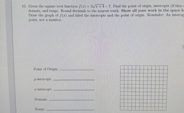 Solved Given the square root function f(x)=3sqrt(x+4)-7. | Chegg.com