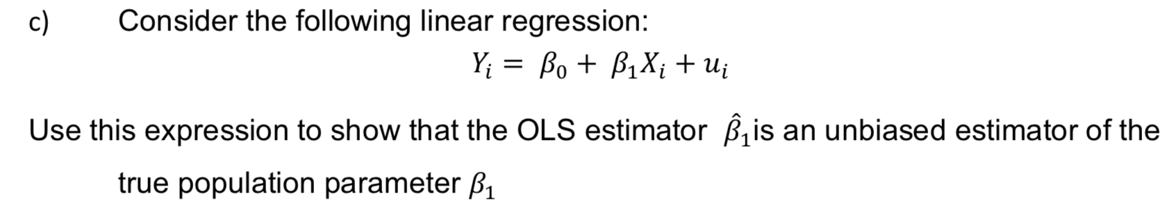 Solved c) Consider the following linear regression: Yi Bo + | Chegg.com