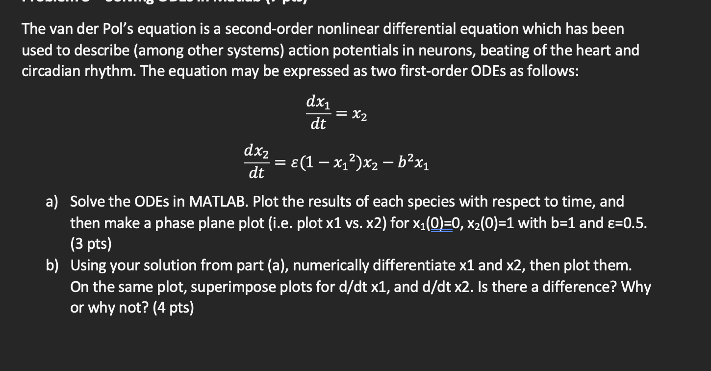 Solved The van der Pol's equation is a second-order | Chegg.com