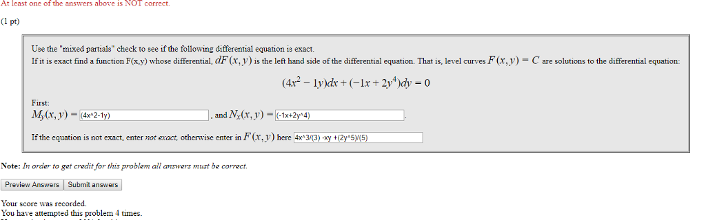 Solved Use the "mixed partials" check to see if the | Chegg.com