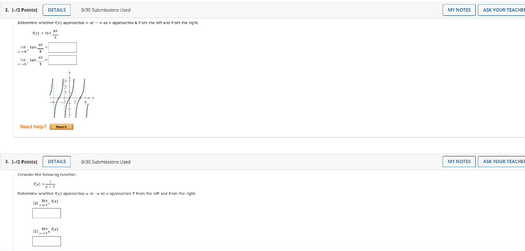 Solved 2. (-/2 Points] DETAILS 0/30 Submissions Used MY | Chegg.com