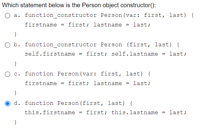 Solved Which statement below is the Person object | Chegg.com
