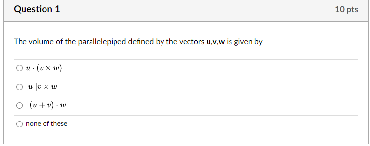 Solved The volume of the parallelepiped defined by the | Chegg.com