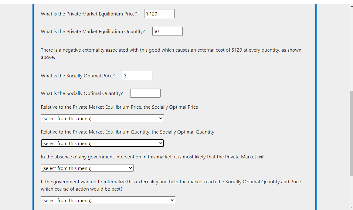Solved Comparing Private and Socially Optimal Outcomes with | Chegg.com