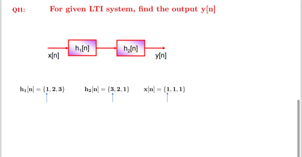 Solved Q11: , ﻿For given LTI system, find the output | Chegg.com