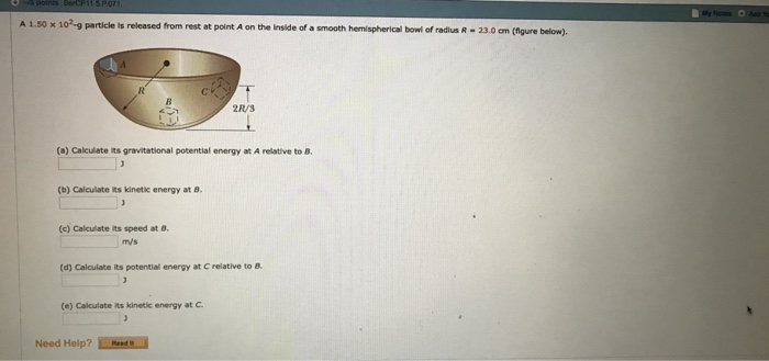 Solved A 170-g particle on the Inside of a smooth | Chegg.com