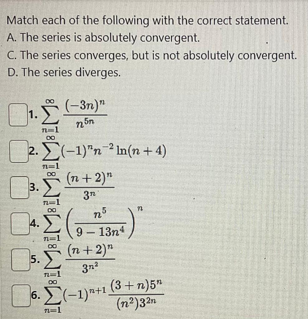 Solved Match each of the following with the correct | Chegg.com
