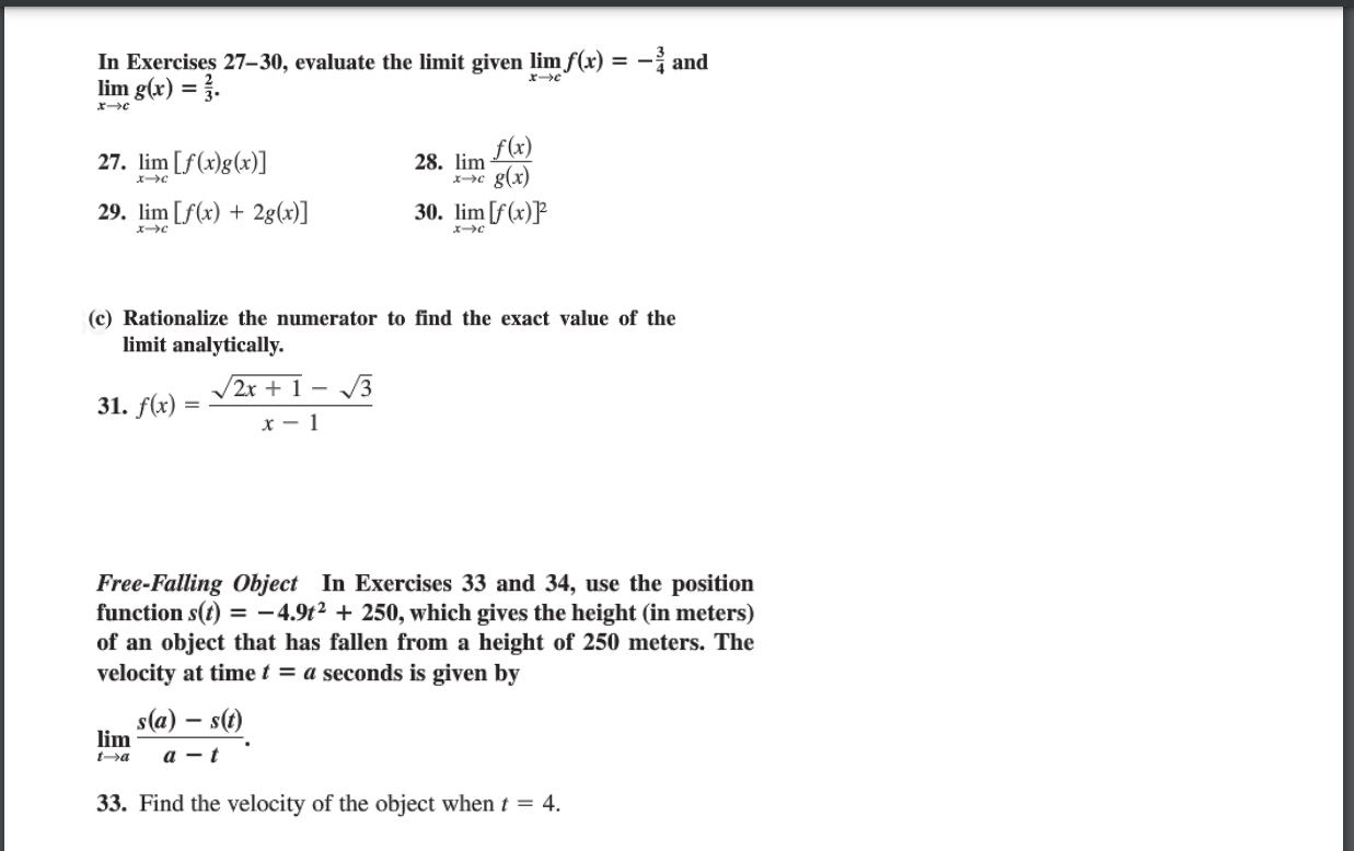 Solved In Exercises 27-30, evaluate the limit given | Chegg.com