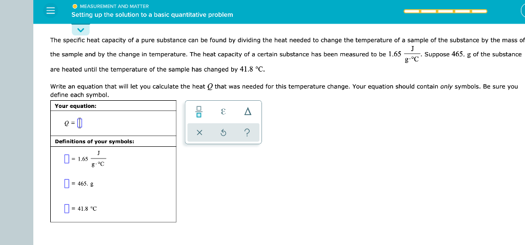 Solved MEASUREMENT AND MATTER Setting up the solution to a | Chegg.com