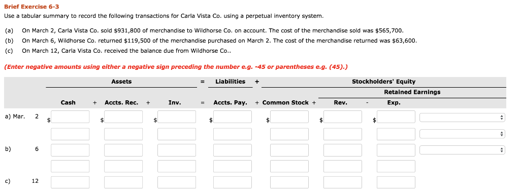 Solved Brief Exercise 6-3 Use a tabular summary to record | Chegg.com Solved Brief Exercise 6-3 Use a tabular summary to record | Chegg.com