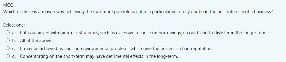 Solved MCQ Which of the following is true? Select one: O a. | Chegg.com