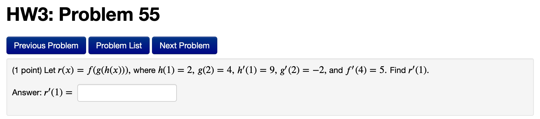 Solved HW3: Problem 55 Previous Problem Problem List Next | Chegg.com