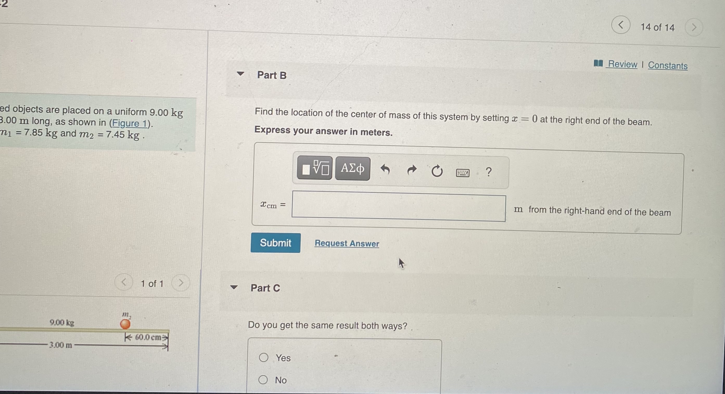 Solved ed objects are placed on a uniform 9.00 kg 3.00 m | Chegg.com