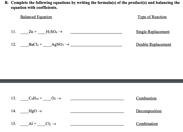 Solved A. Balance the following equations by adding | Chegg.com