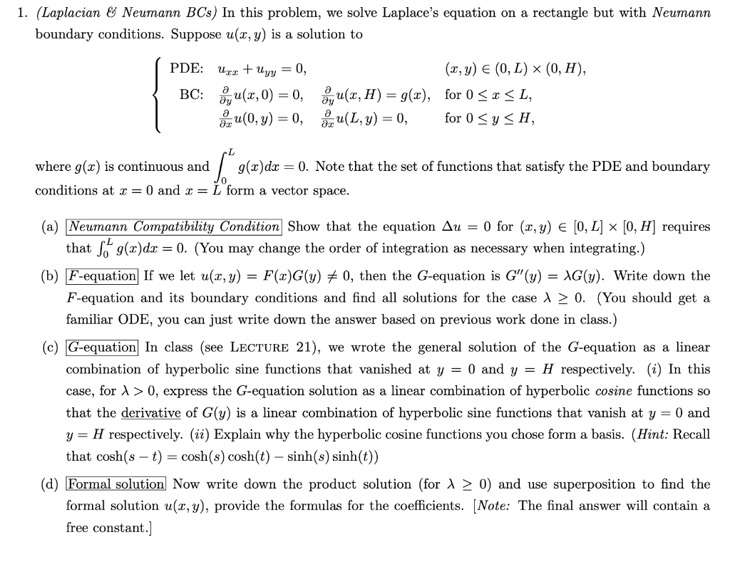 1. (Laplacian \& Neumann BCs) In this problem, we | Chegg.com