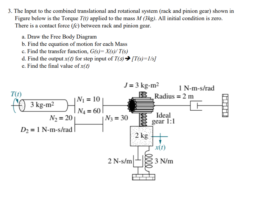 Solved 3. The Input to the combined translational and | Chegg.com