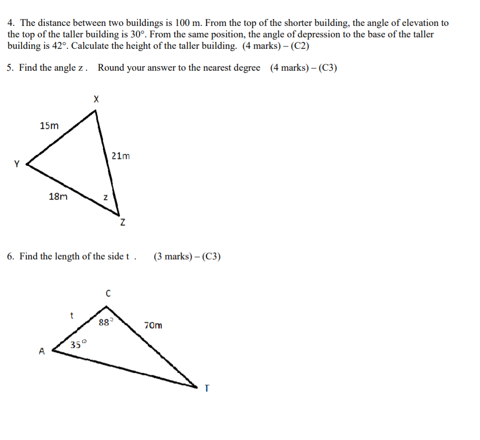 Solved 4. The distance between two buildings is 100 m. From | Chegg.com