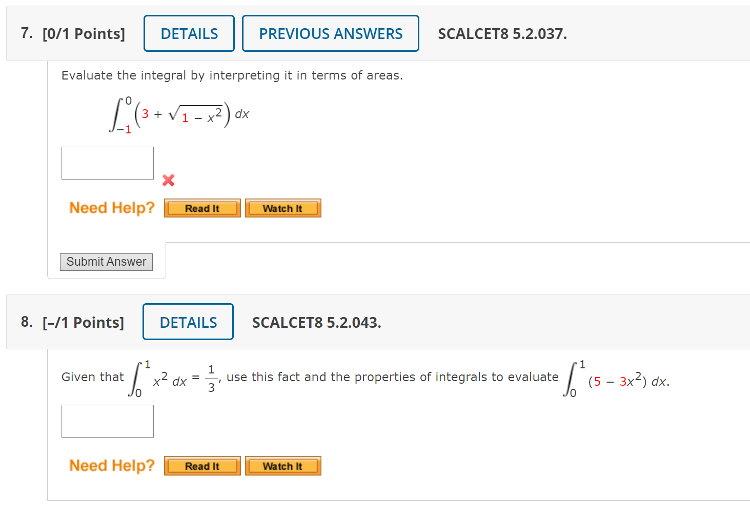 Solved 7. [0/1 Points] DETAILS PREVIOUS ANSWERS SCALCET8 | Chegg.com