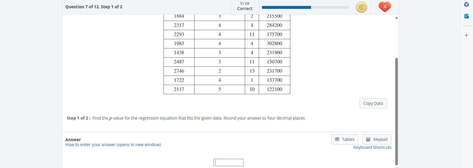Solved The following data was collected to explore how the | Chegg.com