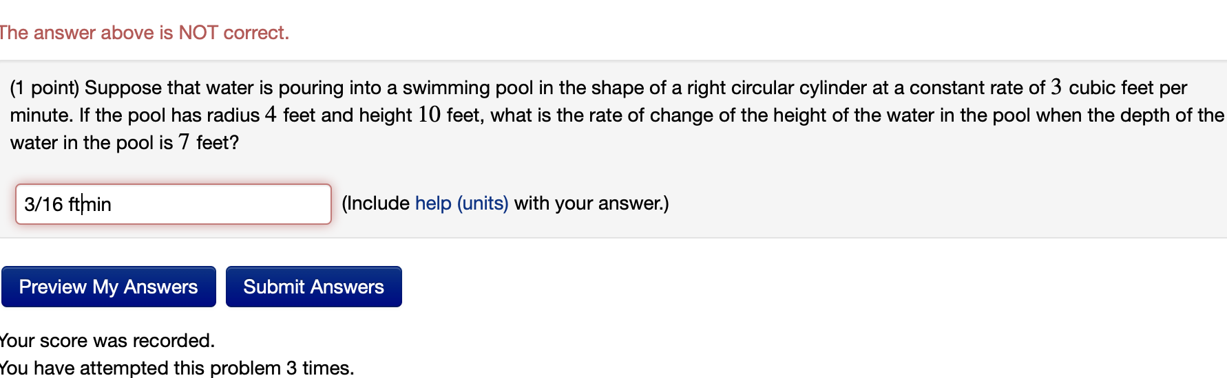 Solved The answer above is NOT correct. (1 point) Suppose | Chegg.com