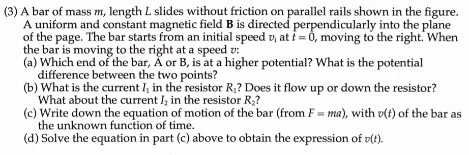 Solved (3) A bar of mass m, length L slides without friction | Chegg.com
