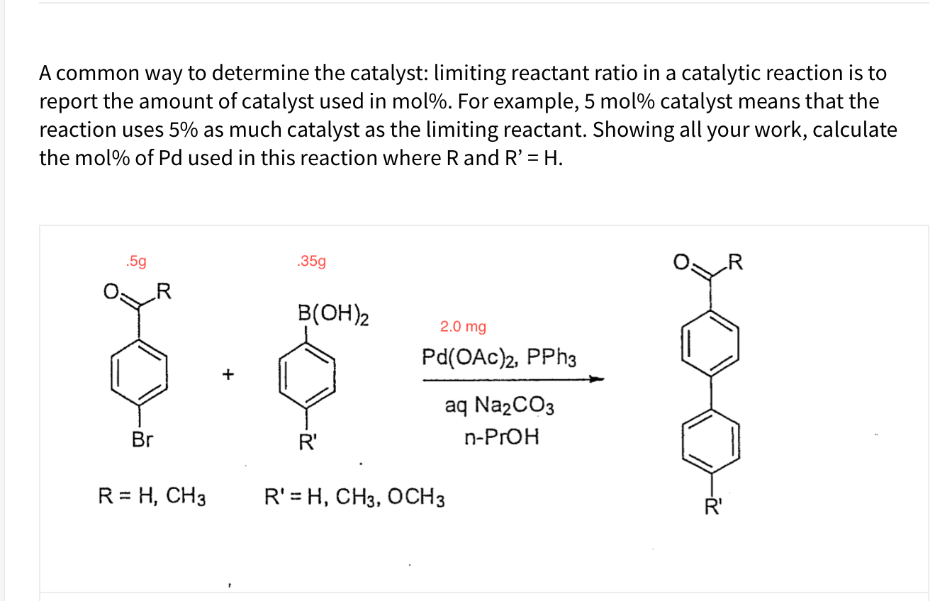 Solved A common way to determine the catalyst: limiting | Chegg.com