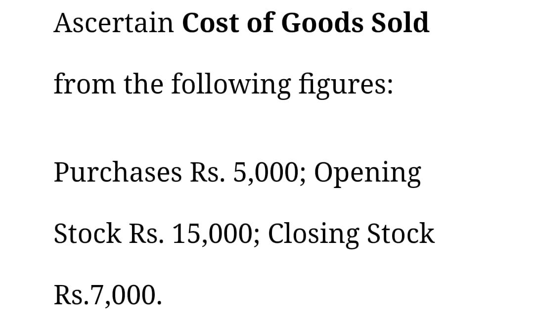 Ascertain Cost of Goods Sold from the following | Chegg.com