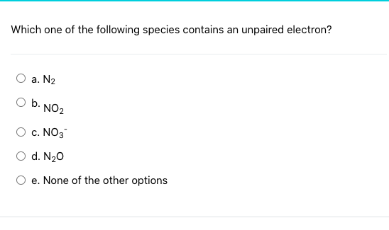 Solved Which One Of The Following Species Contains An