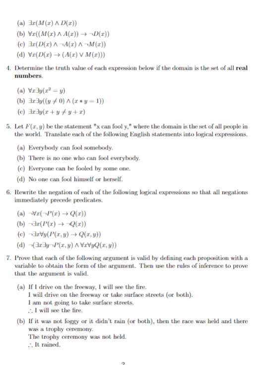 Solved 1. In this problem, the domain of discourse is the | Chegg.com
