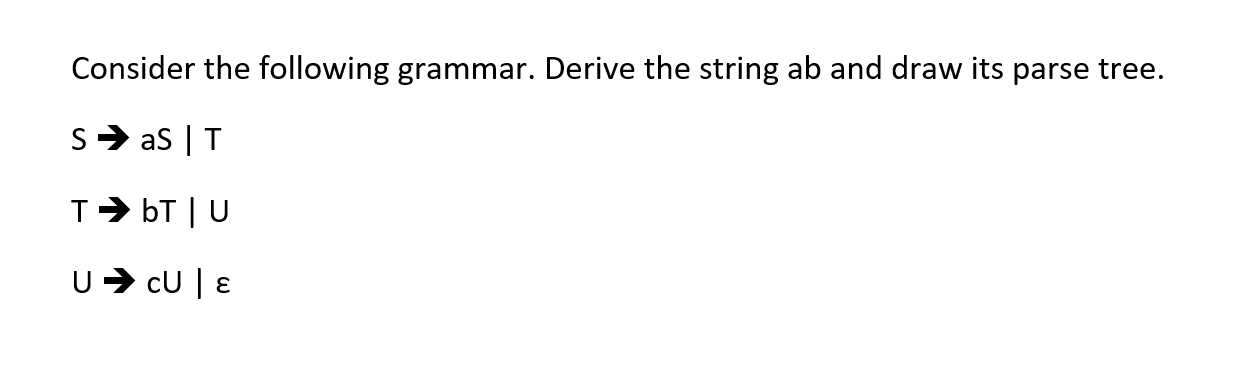 Solved Consider the following grammar. Derive the string ab | Chegg.com