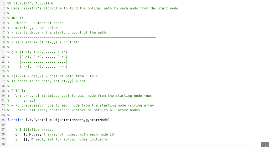 Solved 12 % 1 % DIJKSTRA'S ALGORITHM 2 % Uses Dijkstra's | Chegg.com