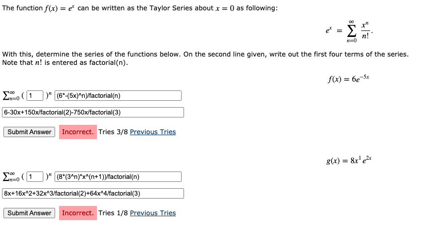 Solved The function f(x)=exf(x)=ex can be written as | Chegg.com