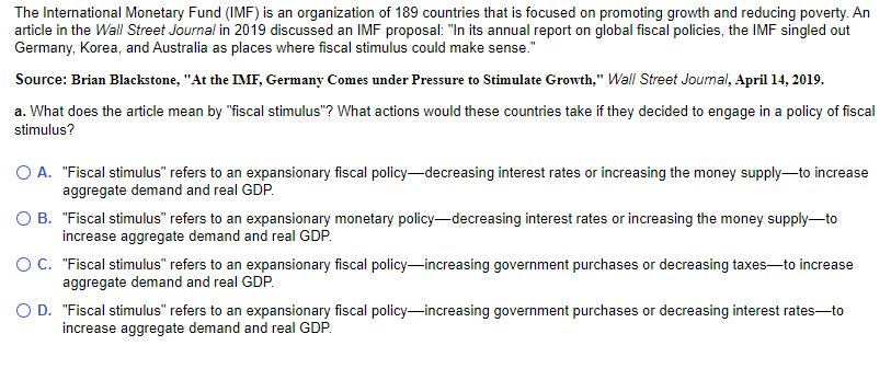 Solved The International Monetary Fund (IMF) is an | Chegg.com