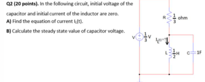 Solved Q2 (20 points). In the following circuit, initial | Chegg.com