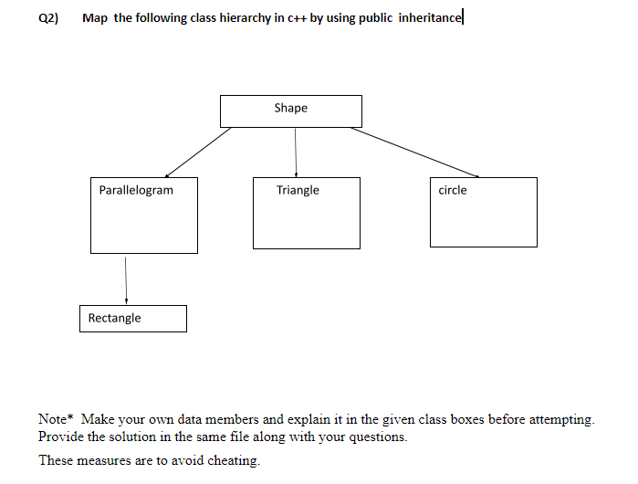 Solved Q2 Map The Following Class Hierarchy In C By Using 