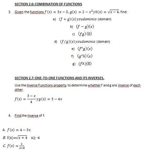 Solved SECTION 1 transformation OF FUNCTIONS Given the | Chegg.com
