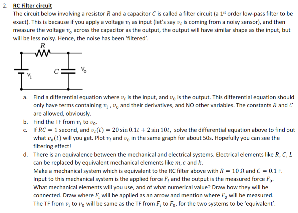 Solved Please find all parts2. RC Filter circuitThe circuit | Chegg.com