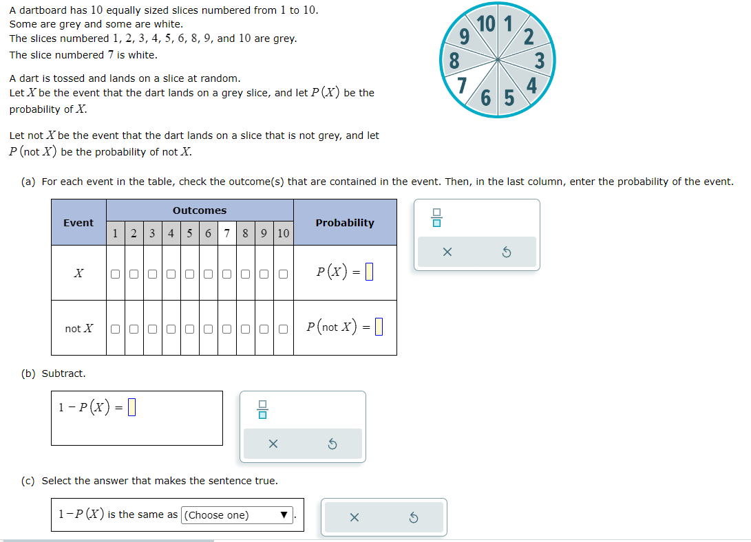 Solved A dartboard has 10 equally sized slices numbered from | Chegg.com