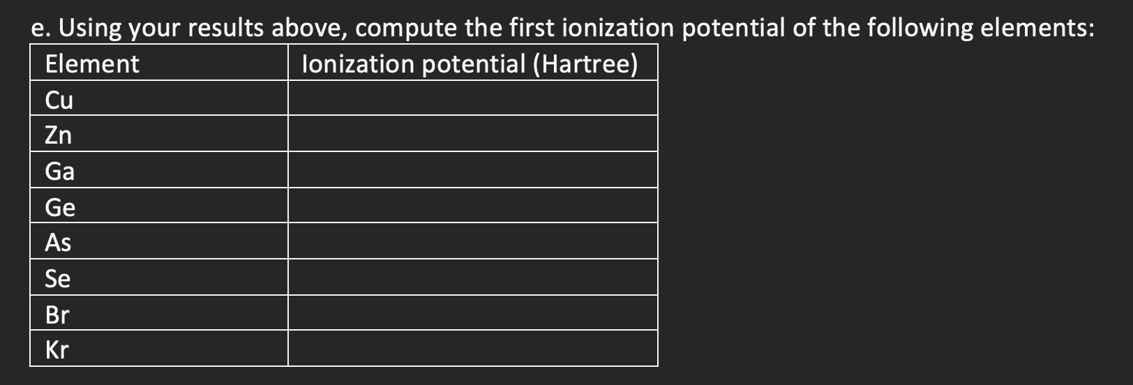 Solved \begin{tabular}{|l|l|l|l|} \hline Element & | Chegg.com