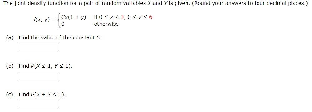 Solved The joint density function for a pair of random | Chegg.com