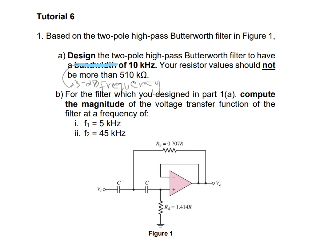 Solved Itissupposedtobe" 3-dB frequencyoflokHz", not" | Chegg.com